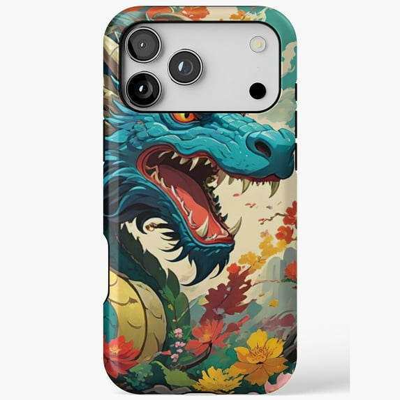 Chinese Dragon Likes Colorful Flowers iPhone Case 17 to 11 Pro Max up ...
