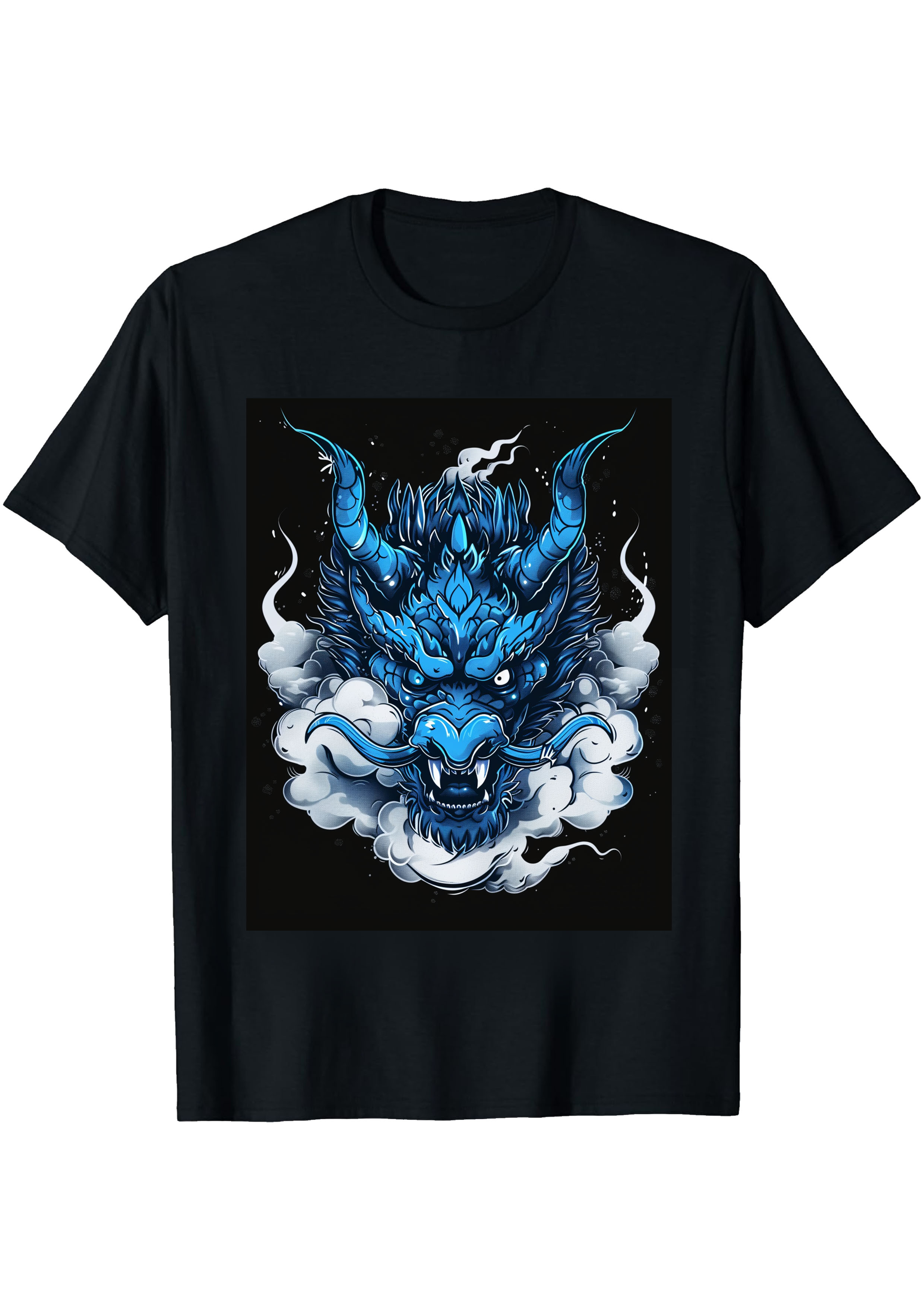 Chinese Dragon Pattern T-shirt: Staring with red eyes, shrouded in ...