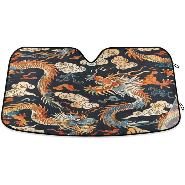 Chinese Dragon Pattern Windshield Sun Shade for Cars, Trucks - UV Rays ...
