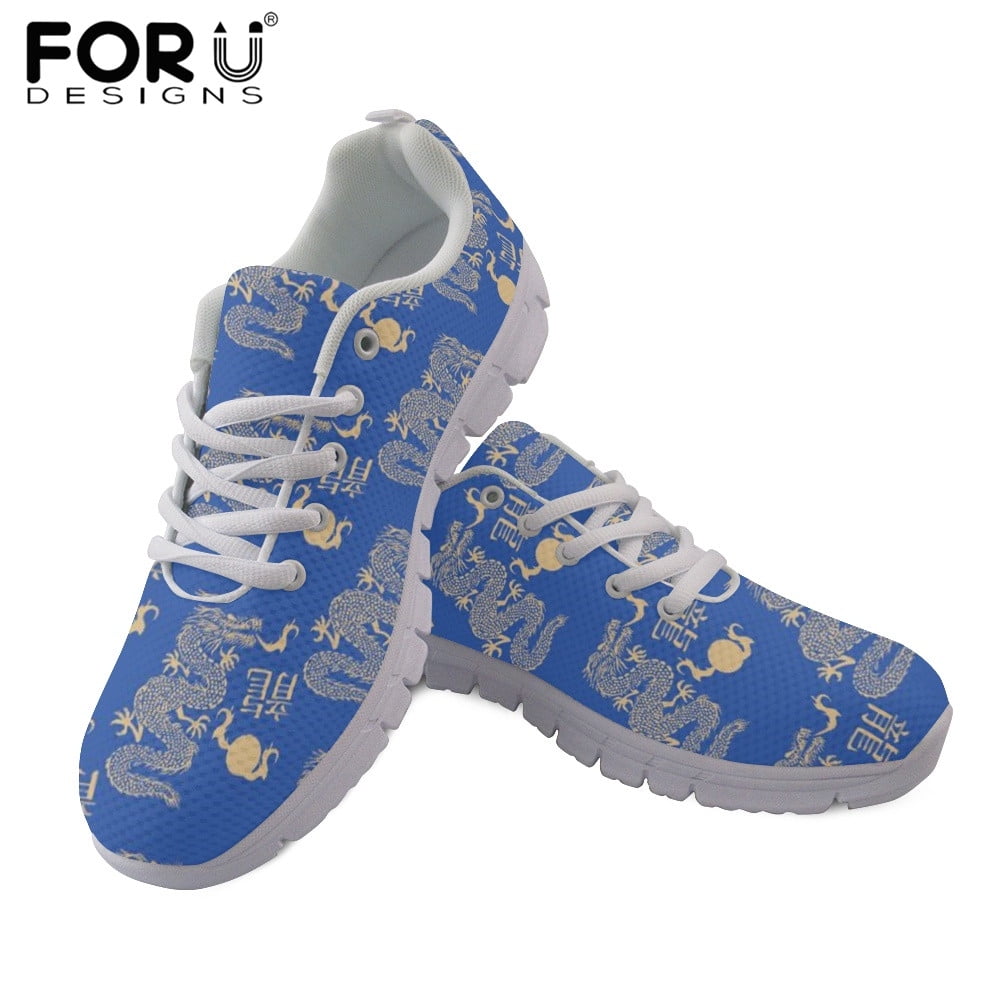 Chinese Dragon Pattern Women's Flat Shoes Casual Lace-up Shoes Female ...