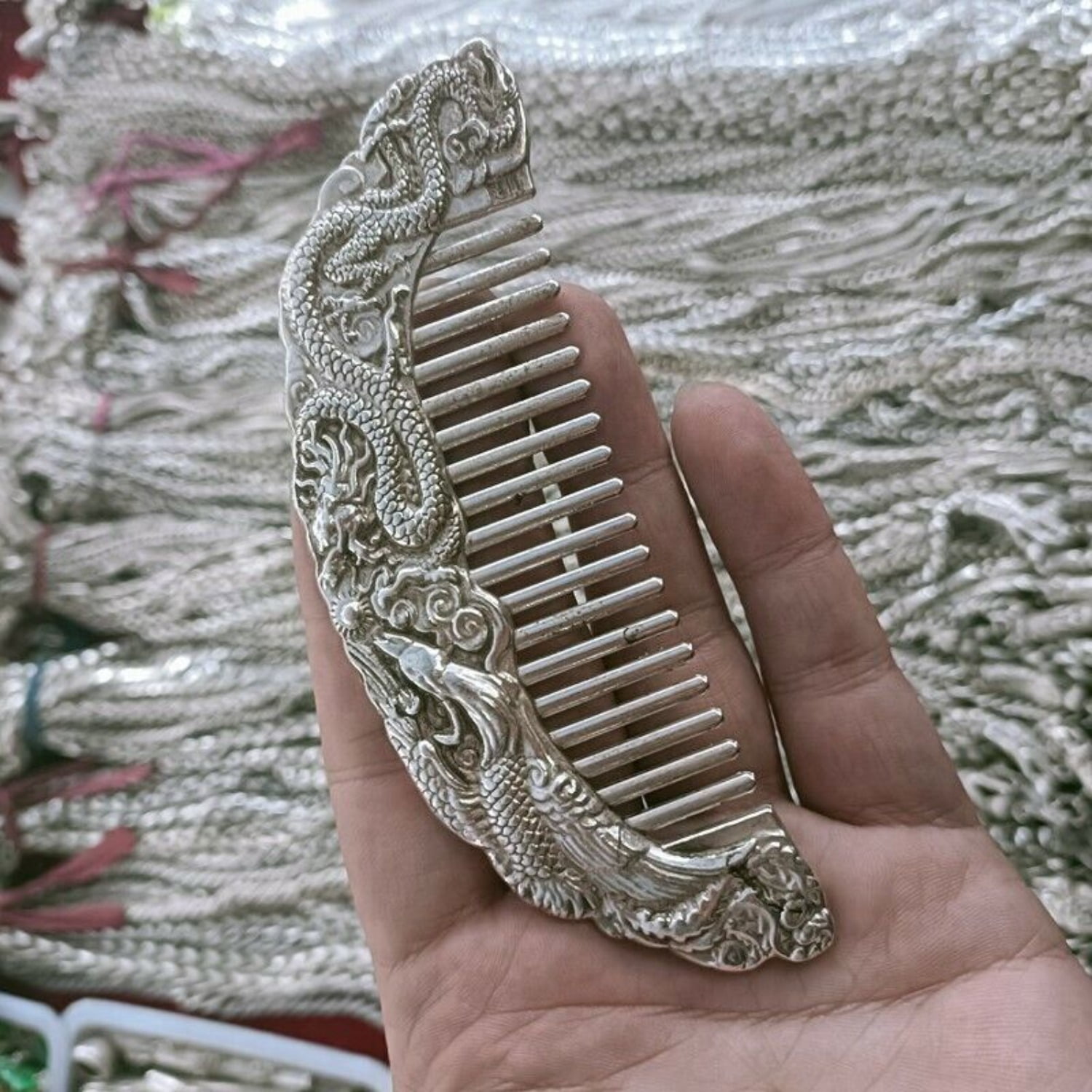 Chinese Dragon Phoenix Comb Statue Handmade Collectible Home Decor ...