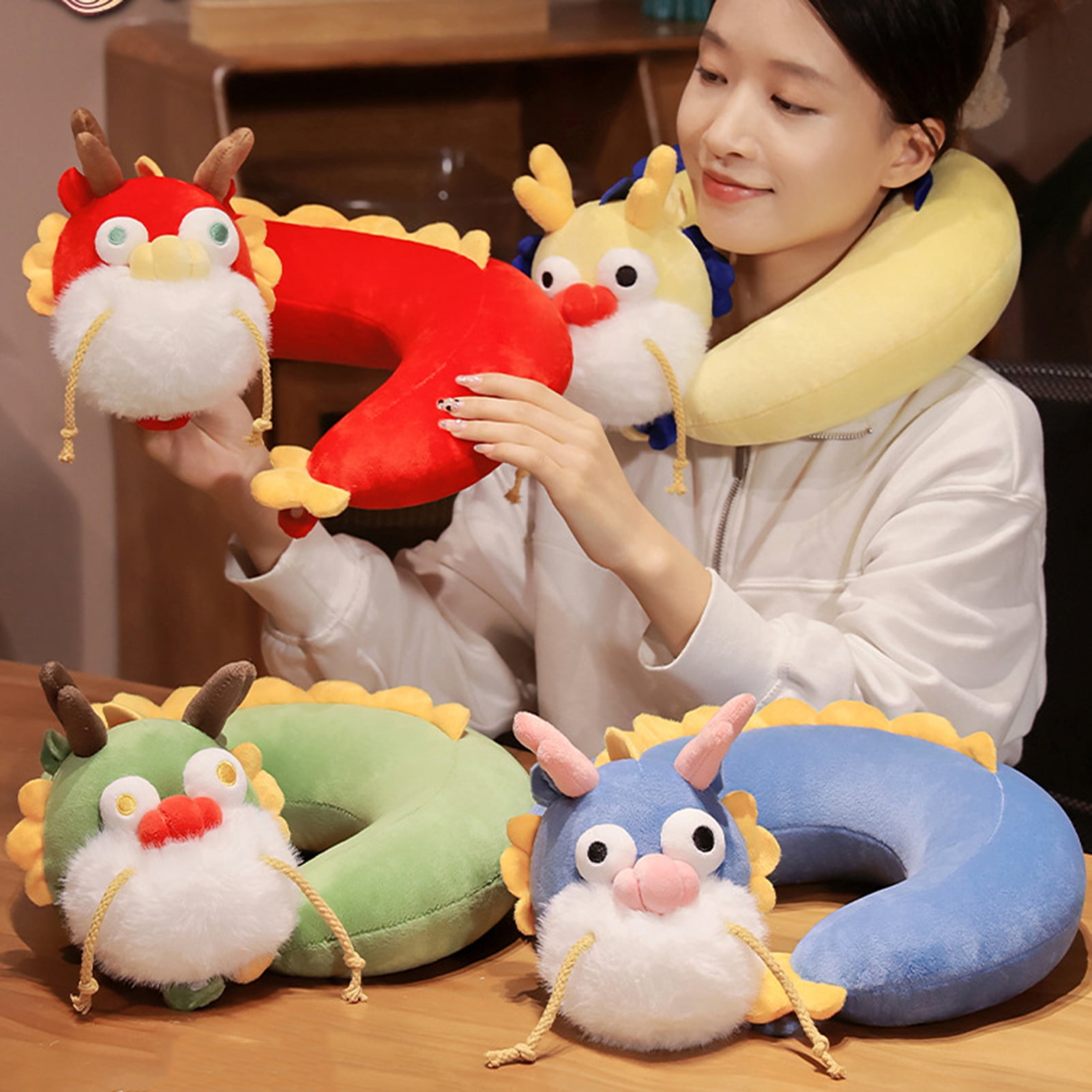 Chinese Dragon Plush Pillow Ergonomics U Shaped Pillow for Relieve ...