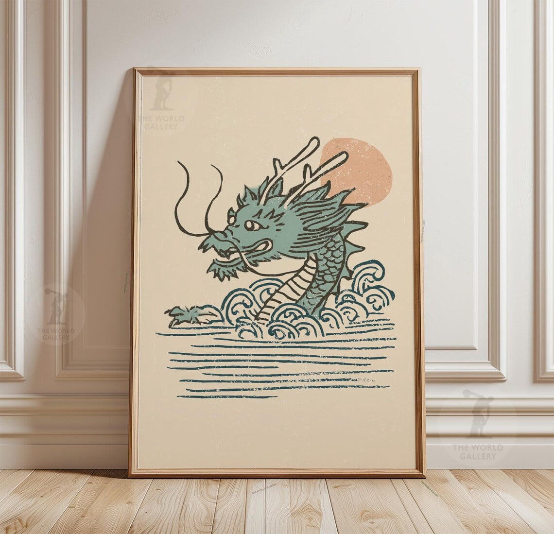 Chinese Dragon Poster Minimal Asian Wall Art Ocean Mythical Zen Art ...