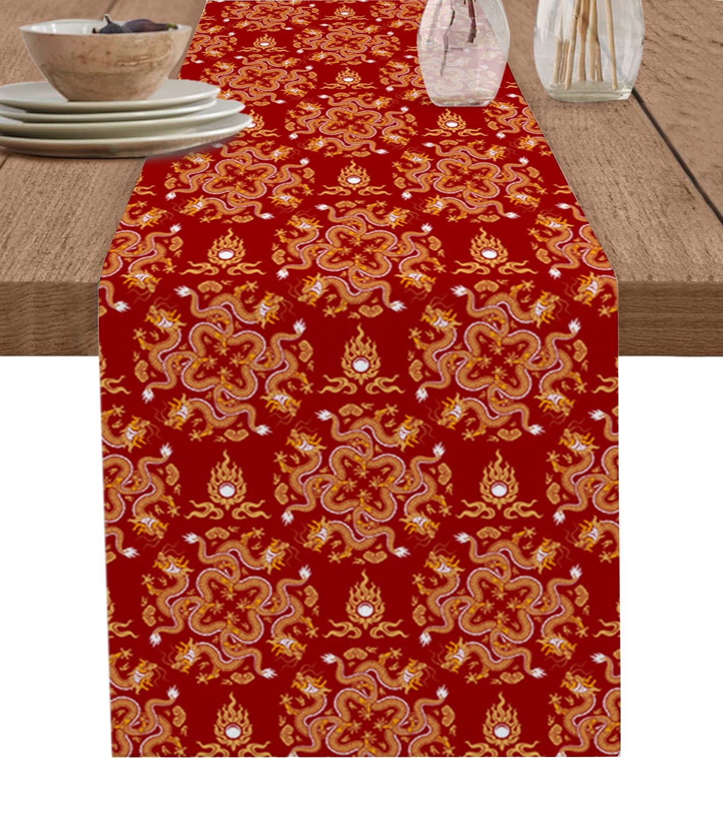 Chinese Dragon Texture Table Runner Wedding Table r Party Dining Table ...