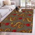 Chinese Dragon Washable Area Rug 3x5 Retro Red Flower Abstract Gray ...