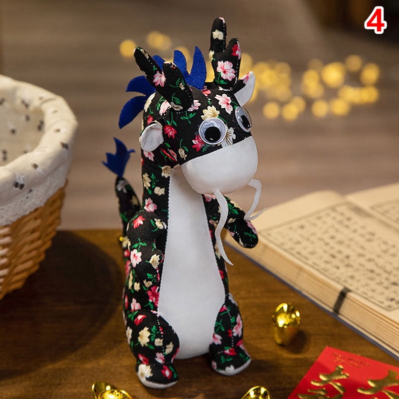 Chinese Dragon Zodiac Mascot Doll Colorful Flower Prints 3D New Year ...
