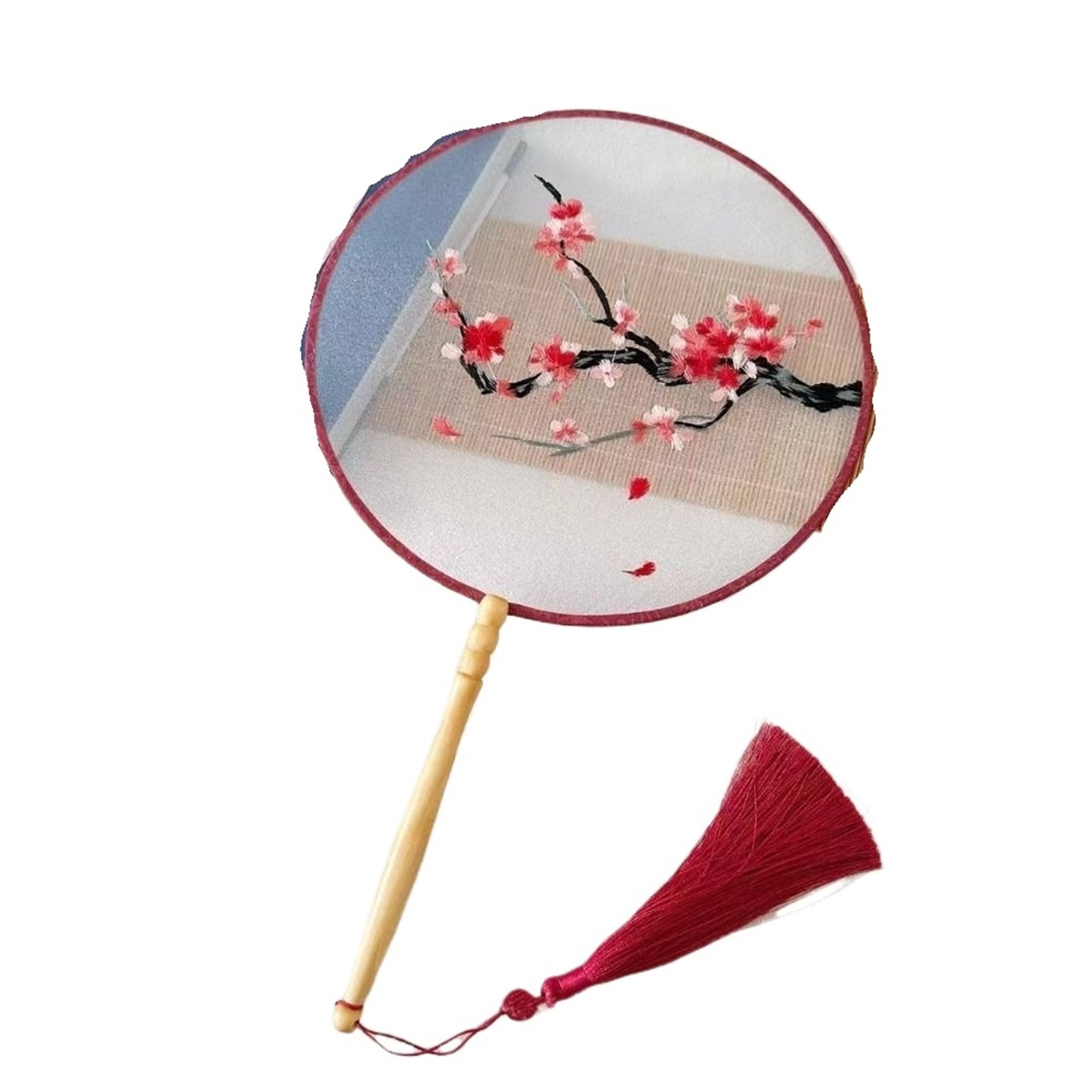 Chinese Embroidery Fan Translucent Round Hand Fan Vintage Printing Silk ...