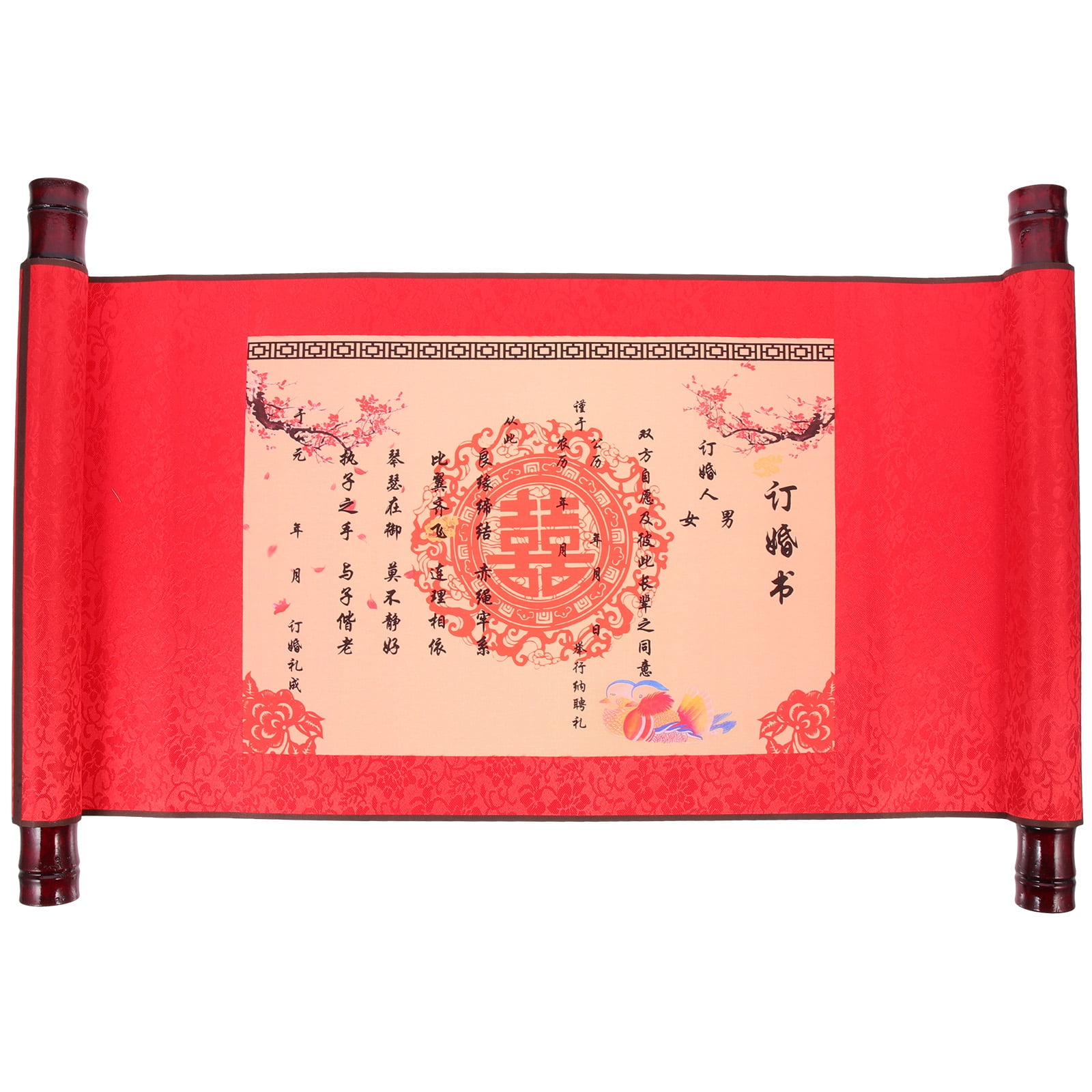 MERRYHAPY Chinese Wedding Decoration Red Scroll Contract for Engagement ...