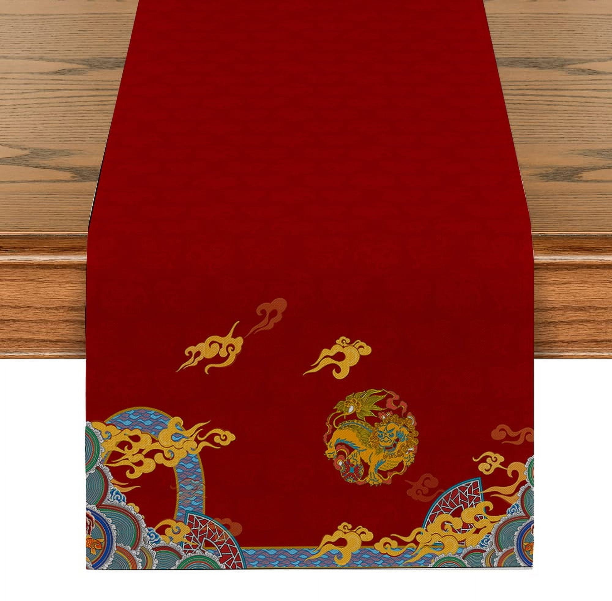 Chinese Festive Nation Table Runner Rustic Dining Table rations Table ...