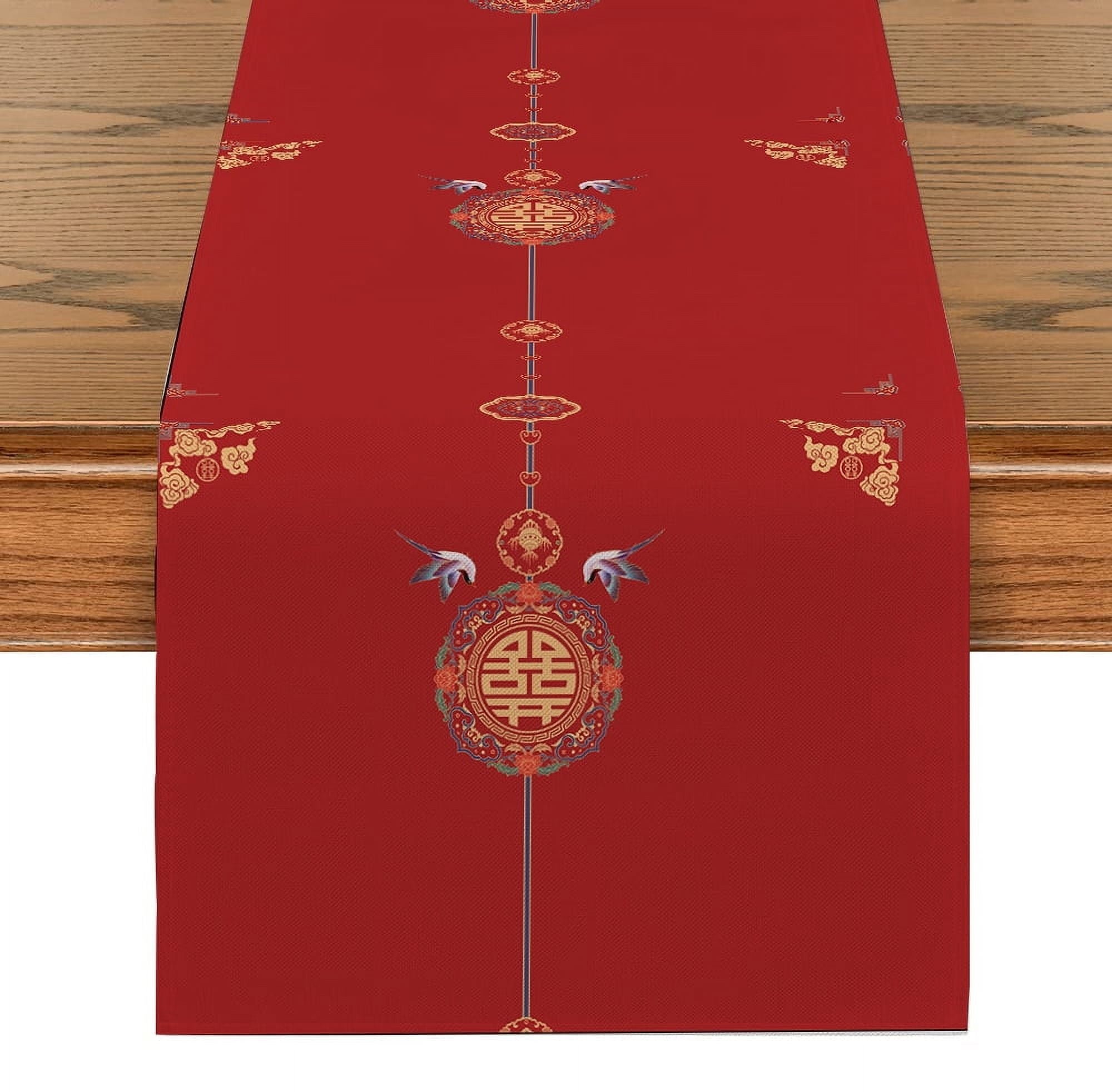 Chinese Festive Nation Table Runner Rustic Dining Table rations Table Runners for Wedding Party ...