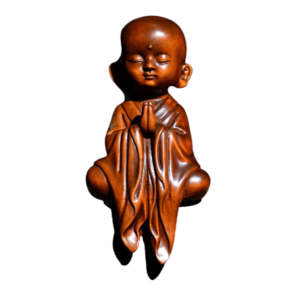 Chinese Figurine Carving Wooden Monk Statue Carved Zen Meditation ...