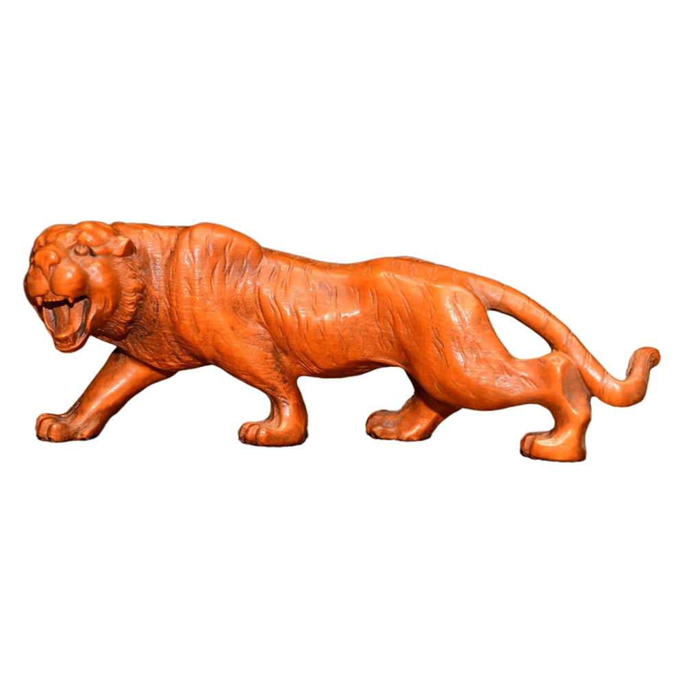 Chinese Figurine Carving Wooden Tiger Carved Zodiac Roaring Valiance ...