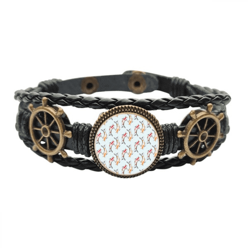 Chinese Fish Pattern Pair Tradition Leather Braided Ocean Bracelet ...
