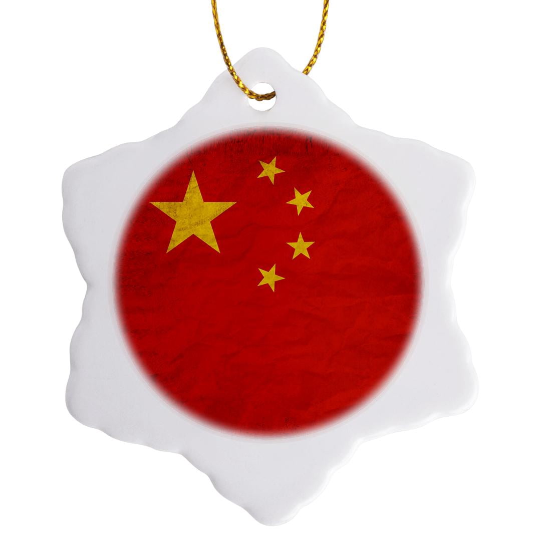 3dRose, Chinese Flag Old Look Trendy Work, 3 inch Snowflake Porcelain ...