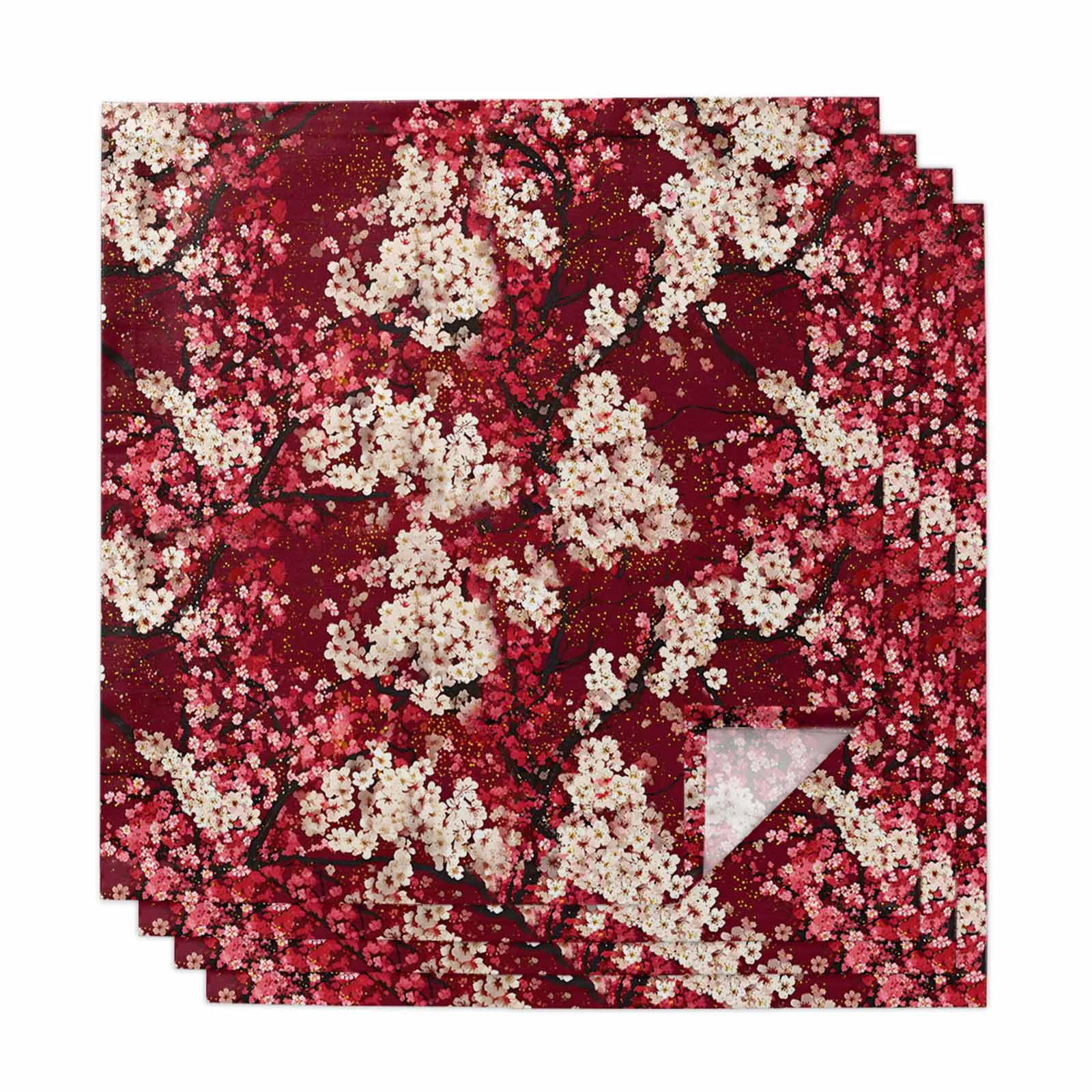 Chinese Flowers Cloth Napkins, Spring Pink Botanical Blooms Flowers ...