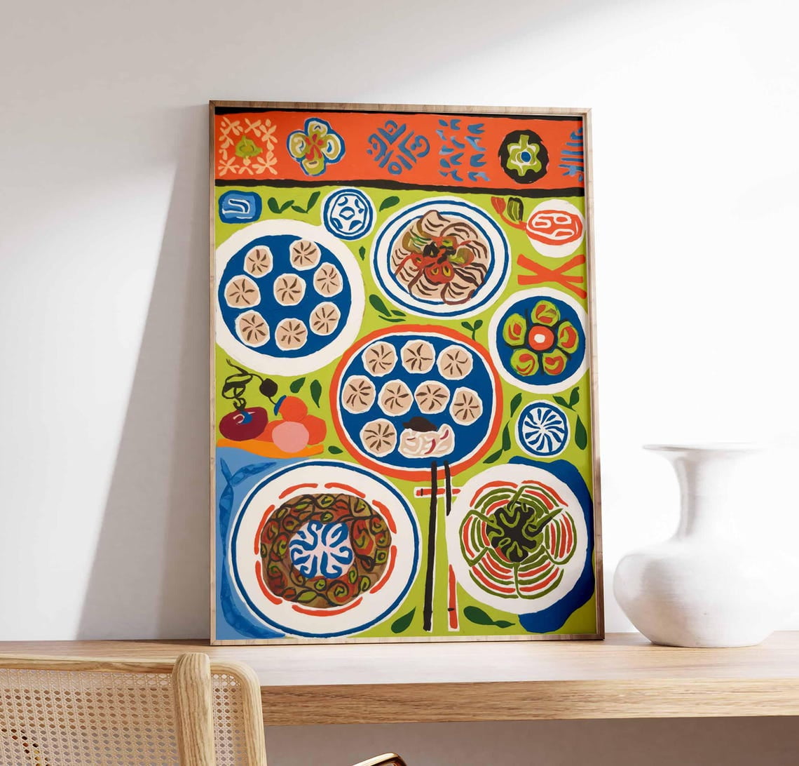 Chinese Food Poster, Asian Food Print, Oriental Decor, Dinner Table ...