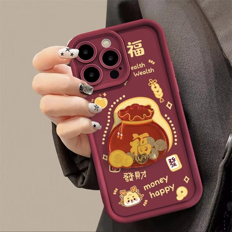 Chinese Fortune Bag Iphone 15 pro max TPU Case, Wealth Rolling In And ...