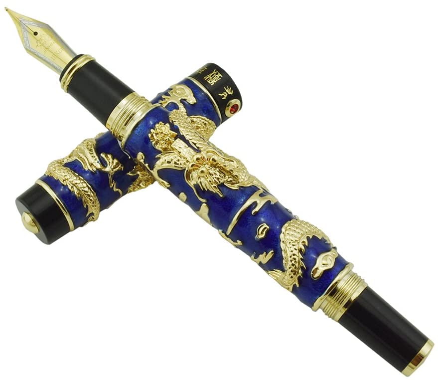 Chinese Fountain Pen Fine Nib Collection by Jinhao Blue Double Dragon ...