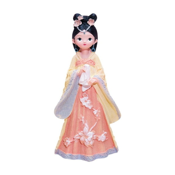 Chinese Girls Doll Resin Statue Mini Hanfu Figurine Elegant Court Style ...
