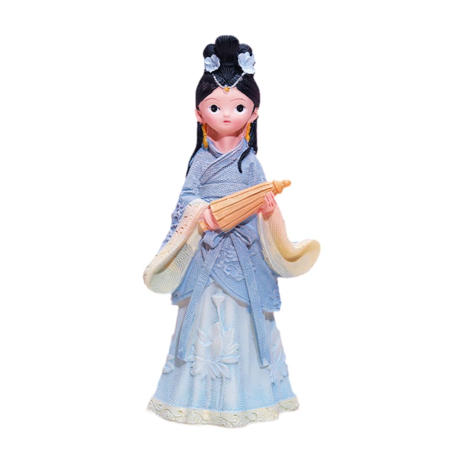 Chinese Girls Doll Resin Statue Ornament with Mini Hanfu Design for ...