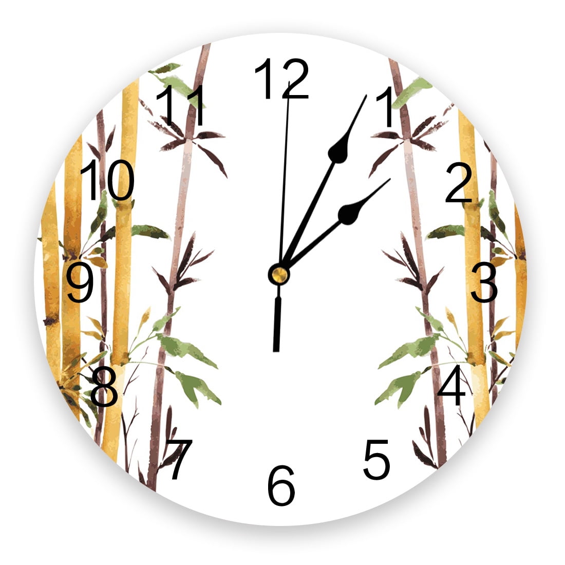 Chinese Green Bamboo Zen Green Plant Round Wall Clock for Home r Living ...