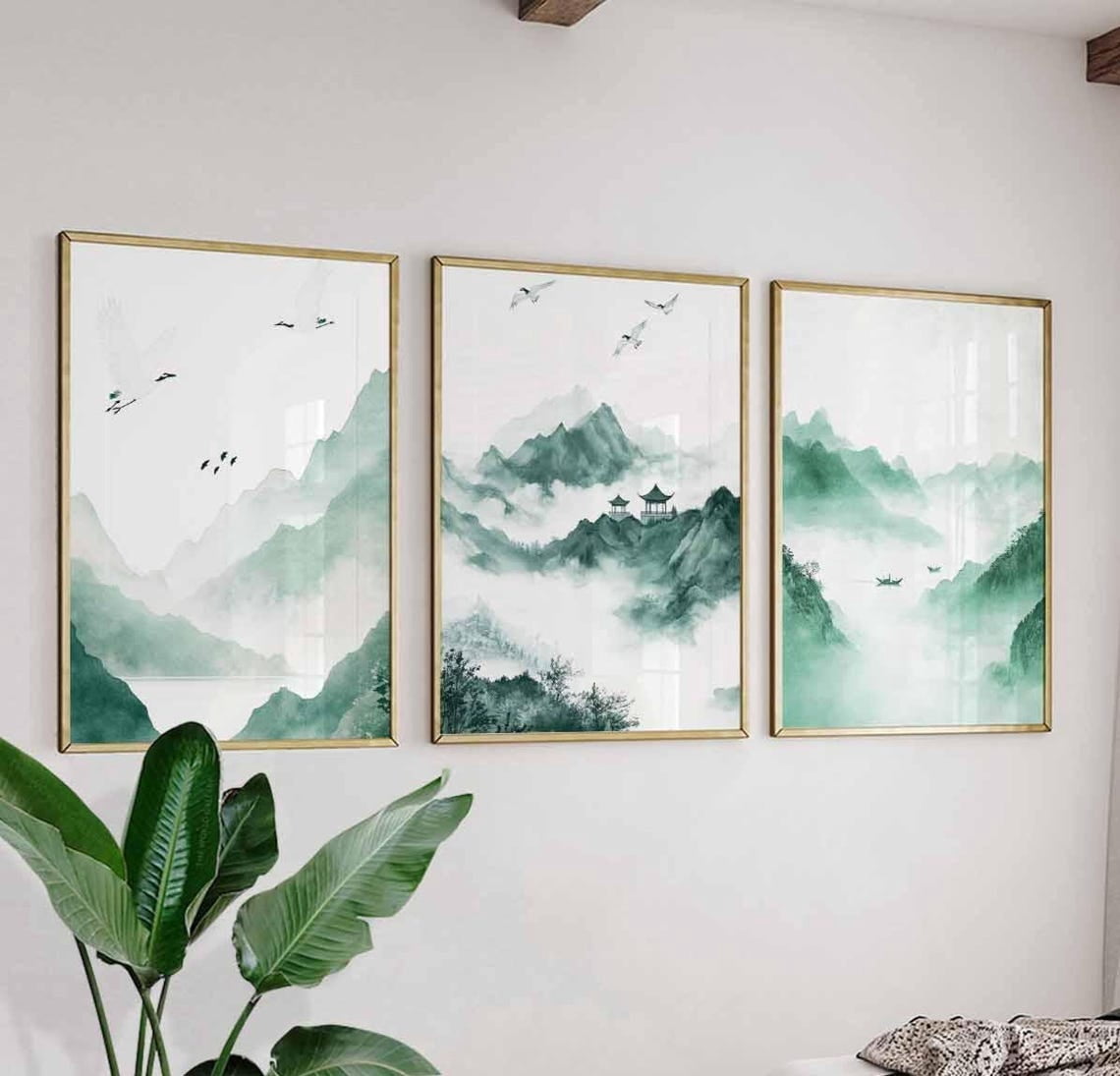 Chinese Green Landscape Traditional Misty Mountains Temple Nature ...