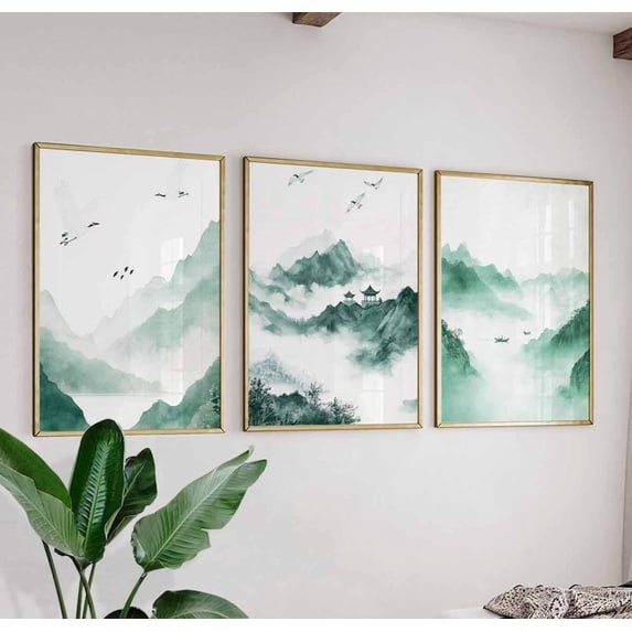 Chinese Green Landscape Traditional Misty Mountains Temple Nature ...