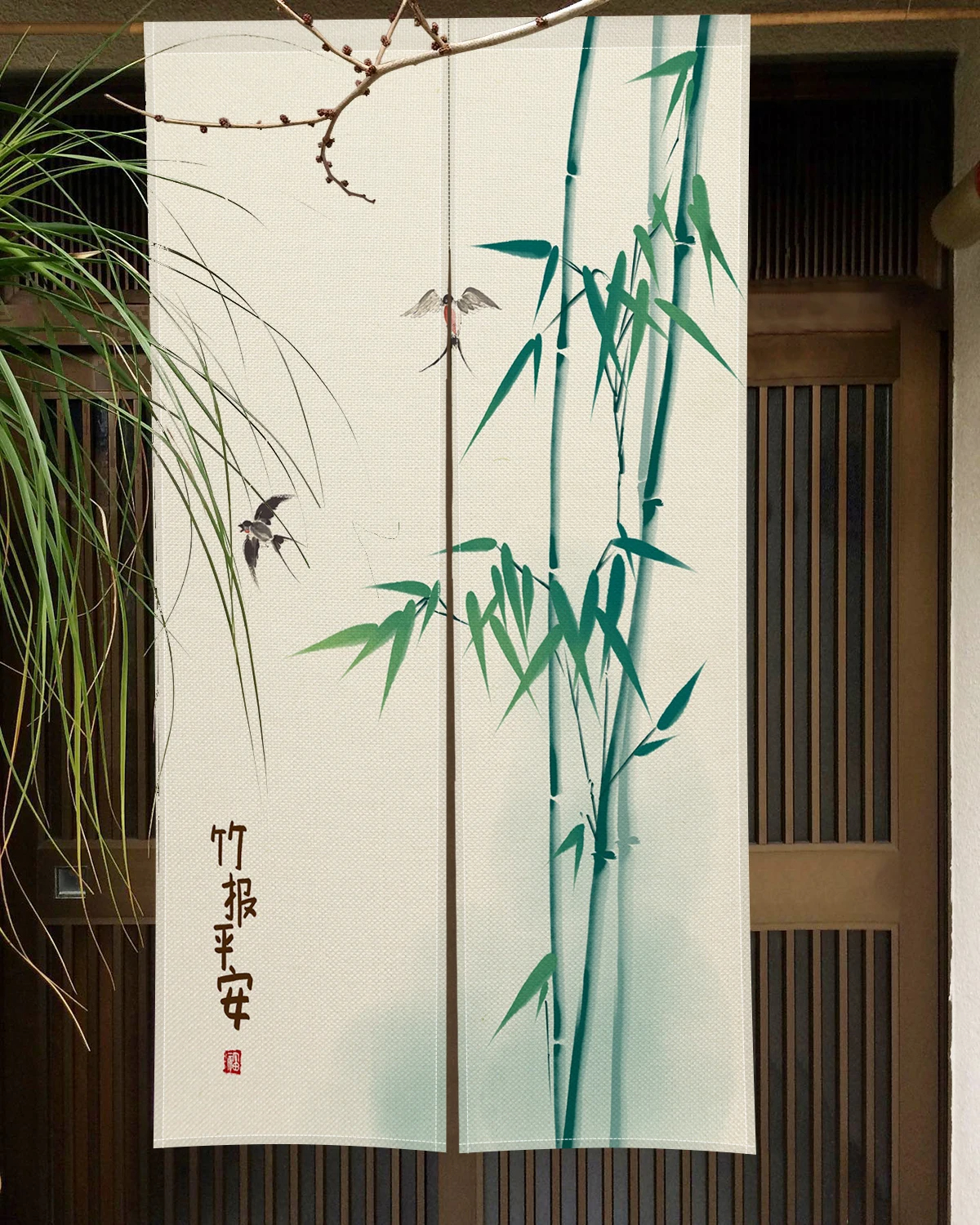 Chinese Ink Bamboo Door Curtain Japanese Noren Style Kitchen Room ...