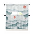 Chinese Ink Kitchen Curtains Sets 36 Inch Length with Valance, Abstract ...