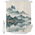 Chinese Ink Mountain Shower Curtain Set - Extra Long 72" x 96" Washable ...