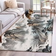 Chinese Ink Painting 3'x5' Washable Rug, Mountain Cloud Modern Art Non ...
