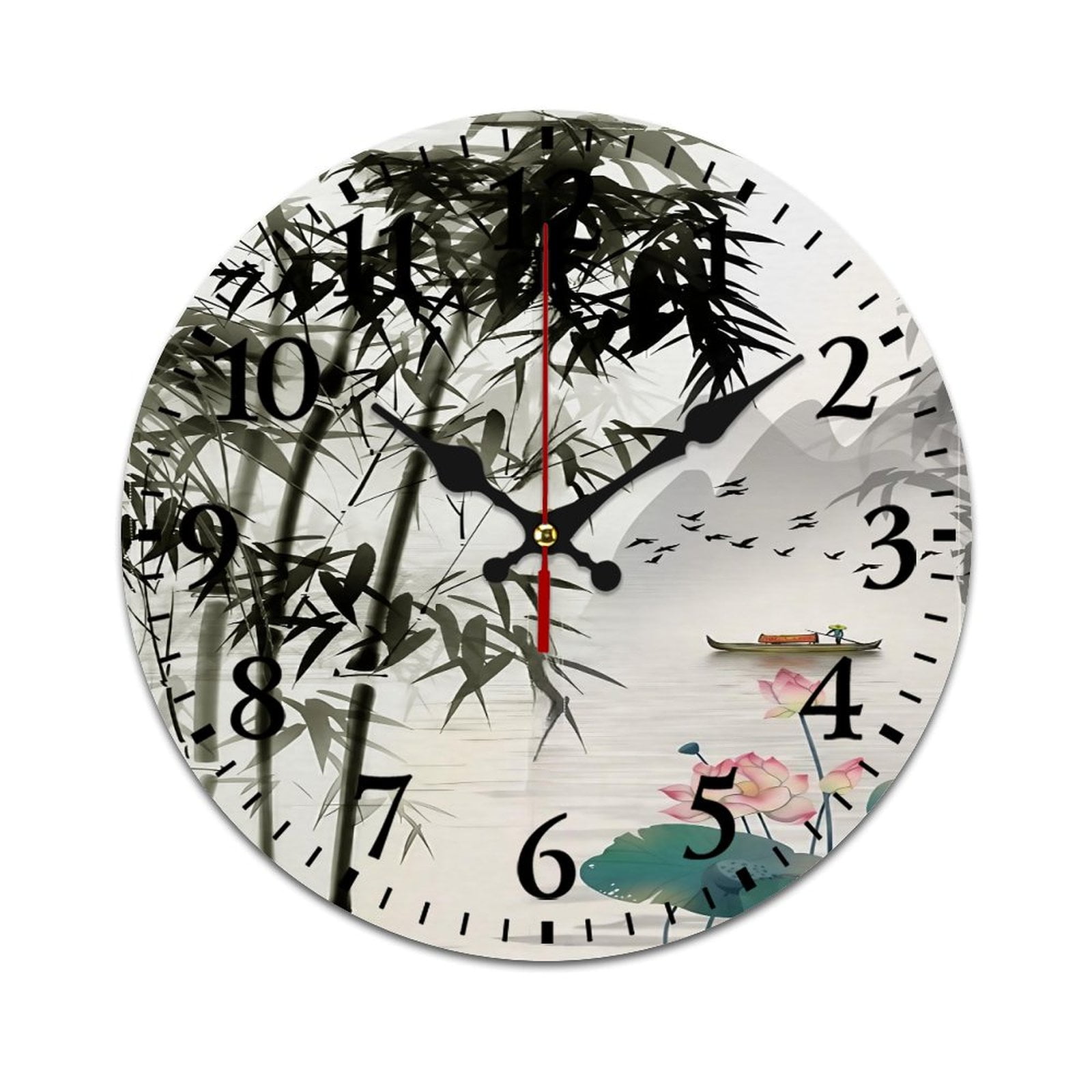 Chinese Ink Painting Bamboo Wall Clock Modern Design Clocks Wall ...