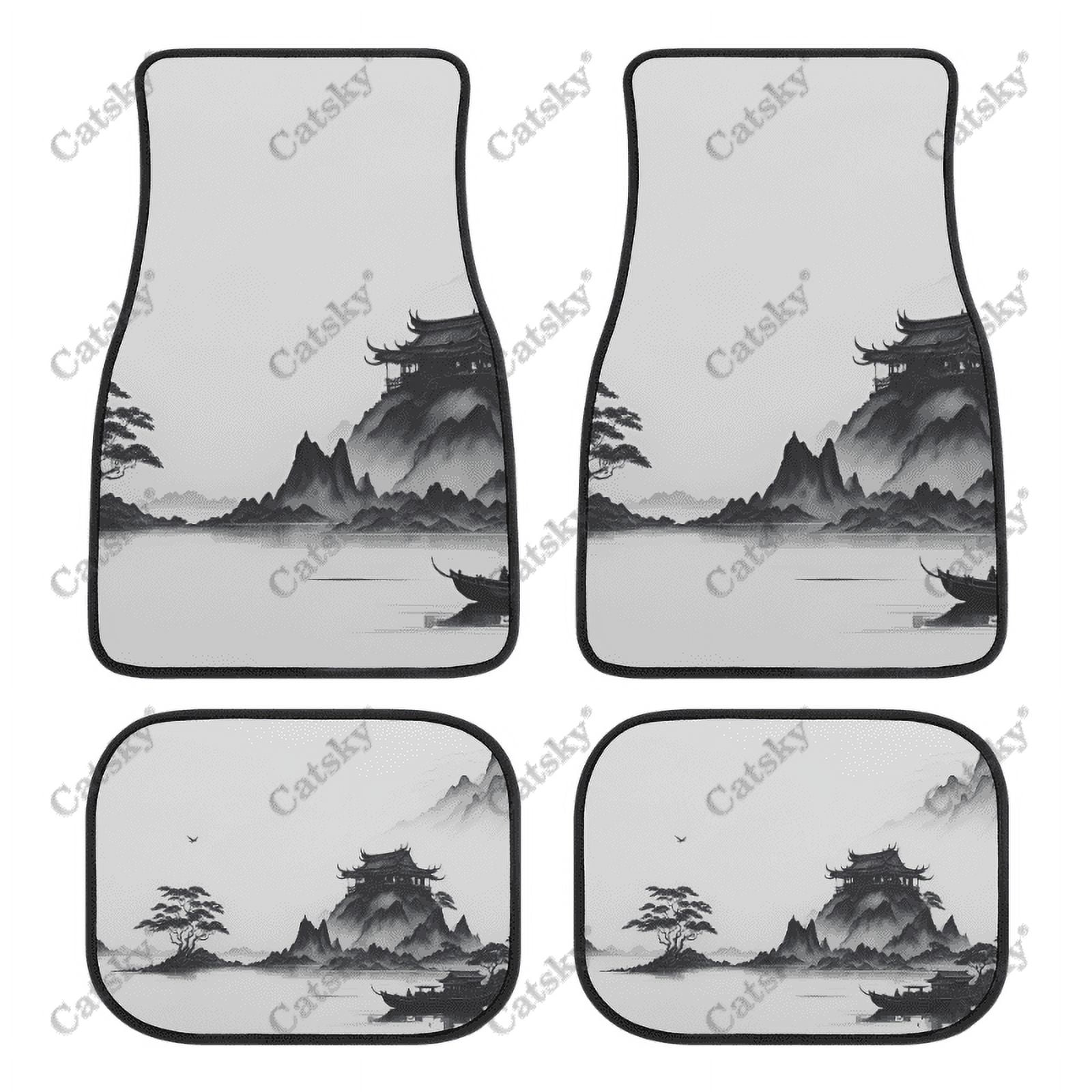 Chinese Ink Painting Car Floor Mats 4-Piece Front & Rear Protection Set ...