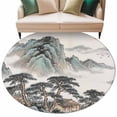 Chinese Ink Painting Round Rug 5ft Washable Circle Kitchen Rugs Non ...