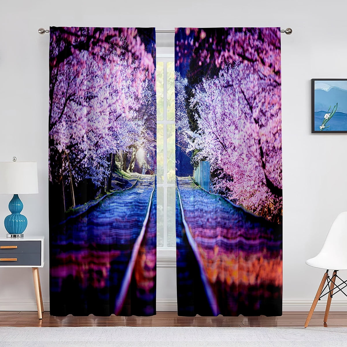 Chinese Ink Plum Blossom Branch Motif Sheer Voile Curtains for Living ...