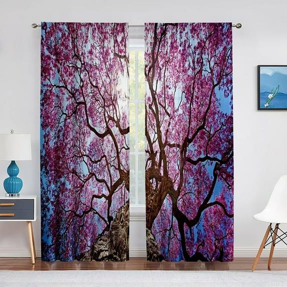 Chinese Ink Plum Blossom Branch Motif Sheer Voile Curtains for Living ...