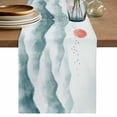 Chinese Ink Table Runner, Abstract Art Mountain Red Sun Washable Cotton ...