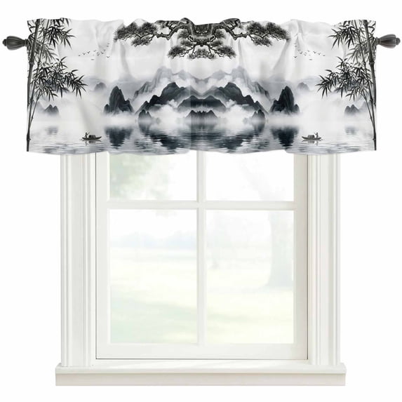 Chinese Ink Valances for Windows Farmhouse Kitchen Curtains Valances ...
