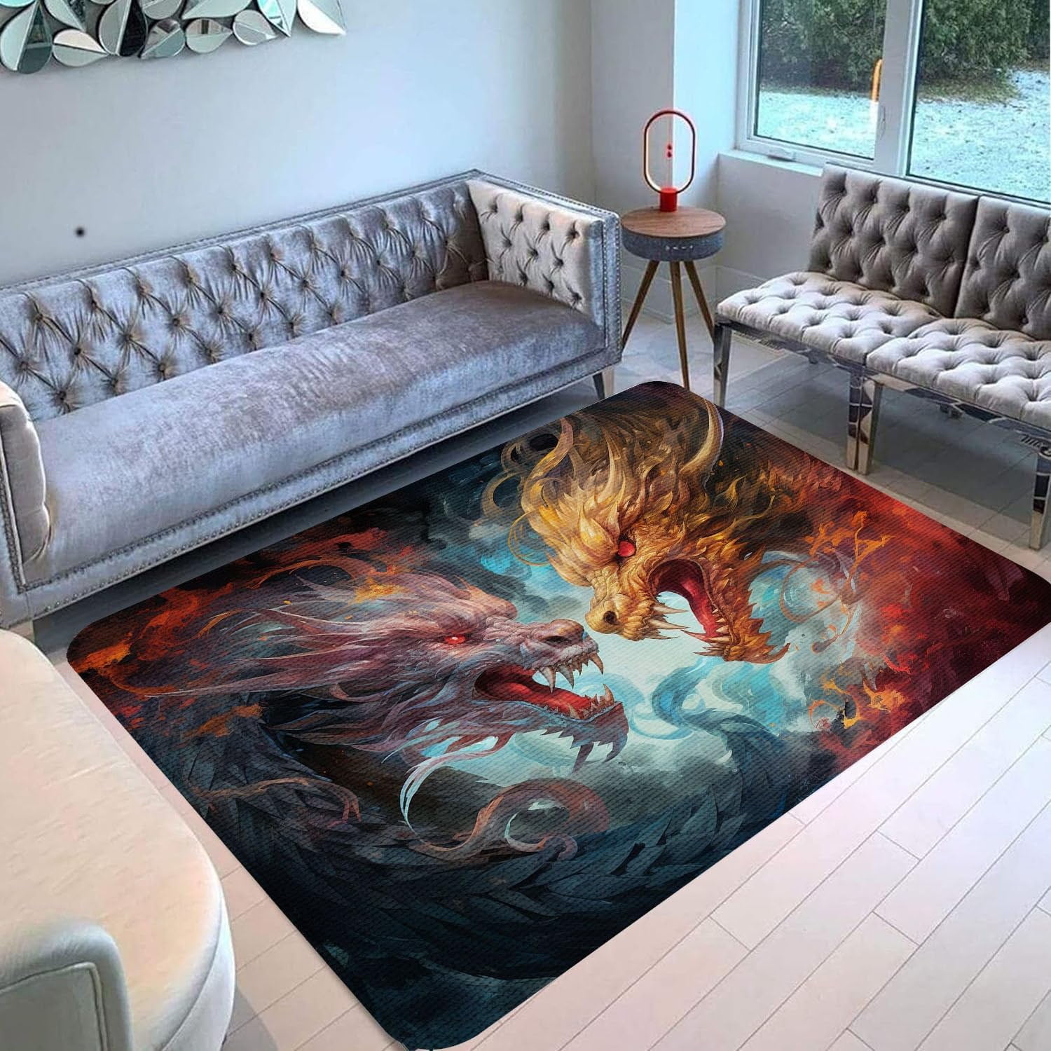 Chinese Japanese Dragon Area Rug Rectangle Area Rug, Area Rug for ...