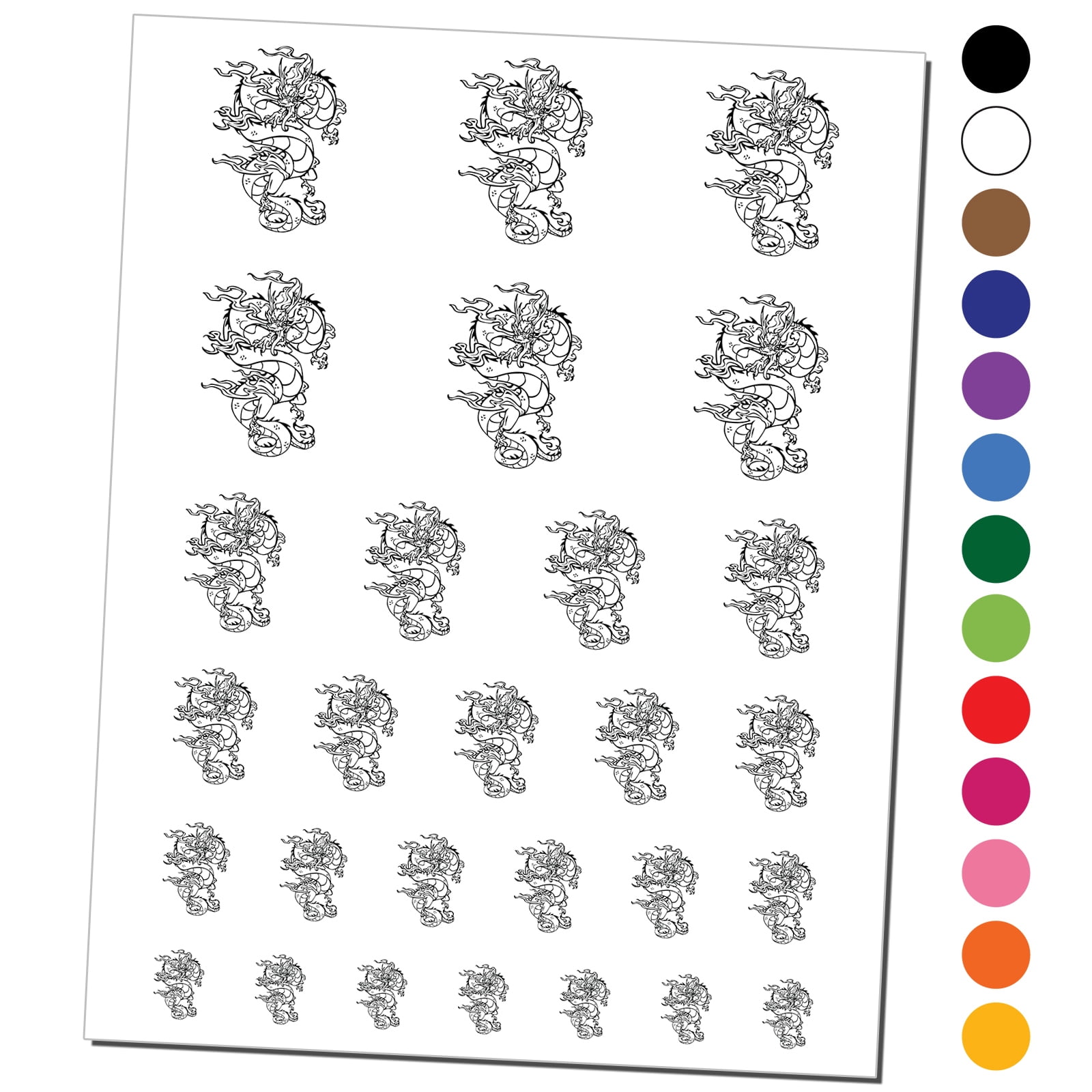 Chinese Japanese Dragon Clouds Serpent Water Resistant Temporary Tattoo ...