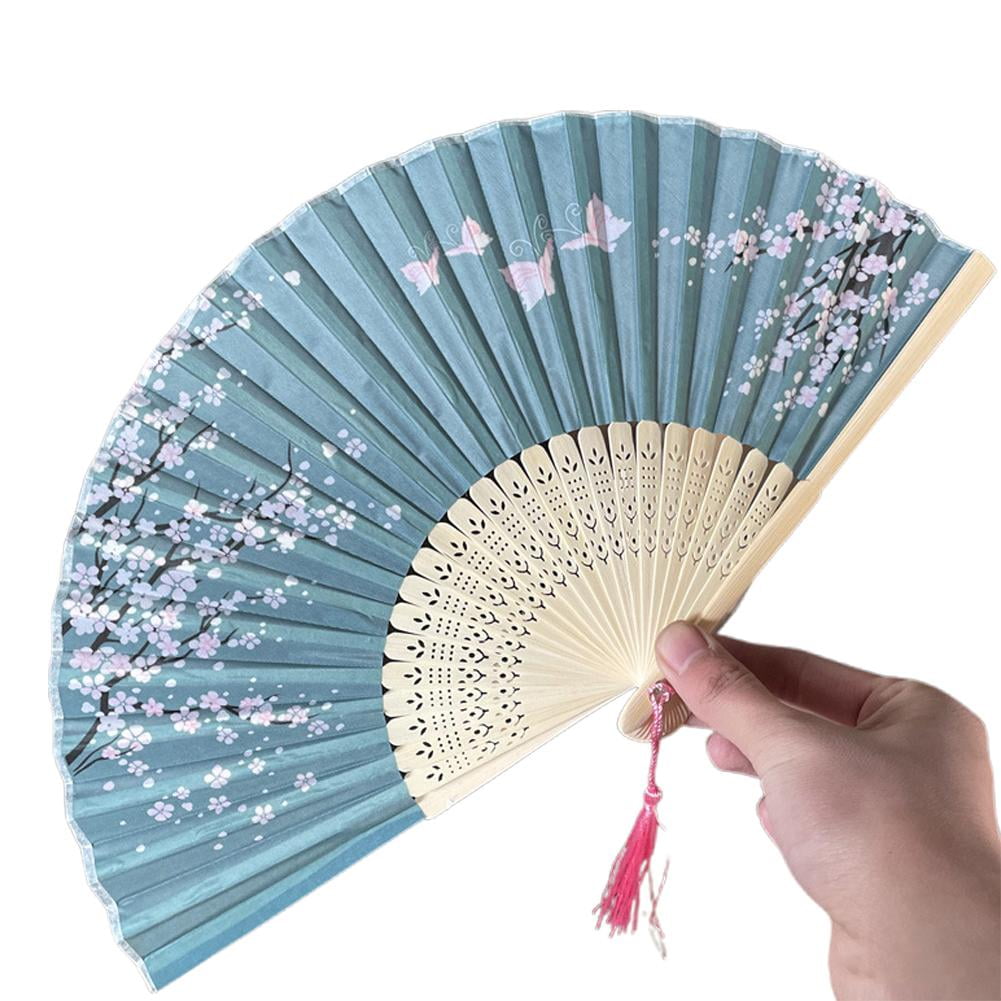 Chinese Japanese Style Silk Folding Fan Ancient Customs Hanfu Dance Fan ...