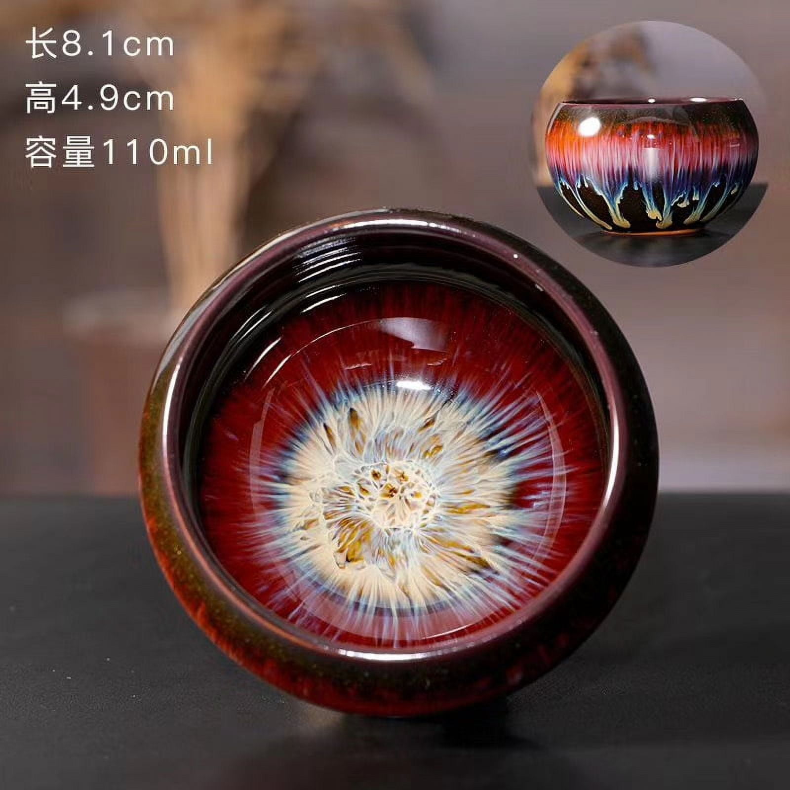 Chinese Kiln Change Ceramic Jianzhan Tea Cup Retro Temmoku Glaze Teacup Blue Pottery Tea Bowl ...