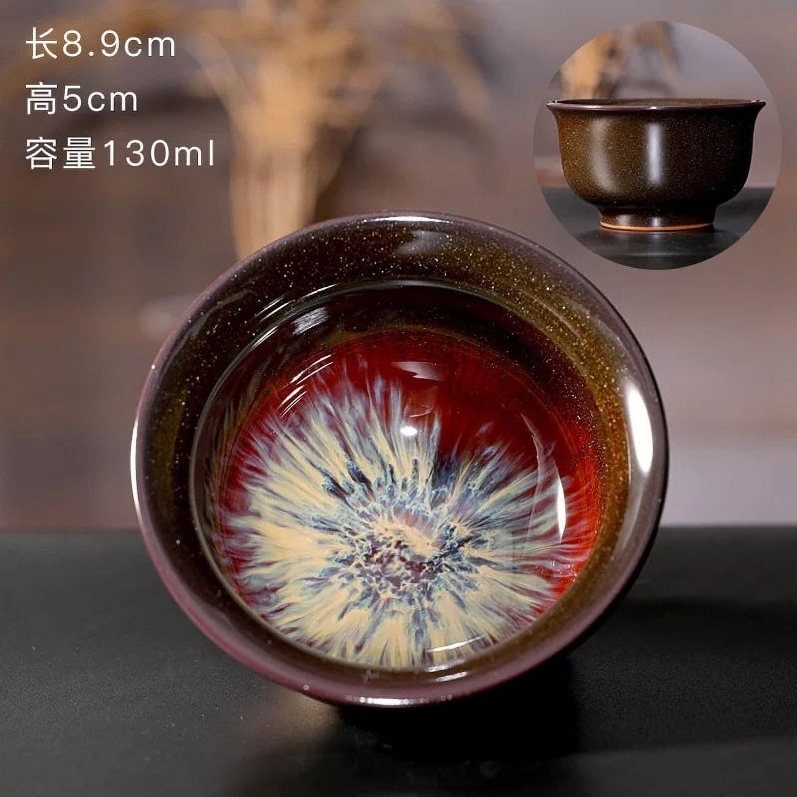 Chinese Kiln Change Ceramic Jianzhan Tea Cup Retro Temmoku Glaze Teacup Blue Pottery Tea Bowl ...