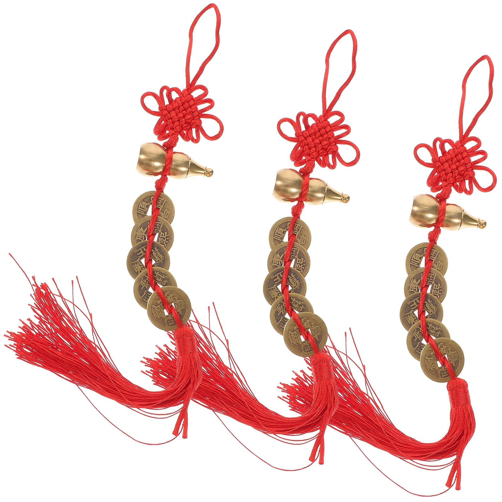 Chinese Knot Tassel Knots Hanging Decor Lucky Coins Red Fringe Wedding ...