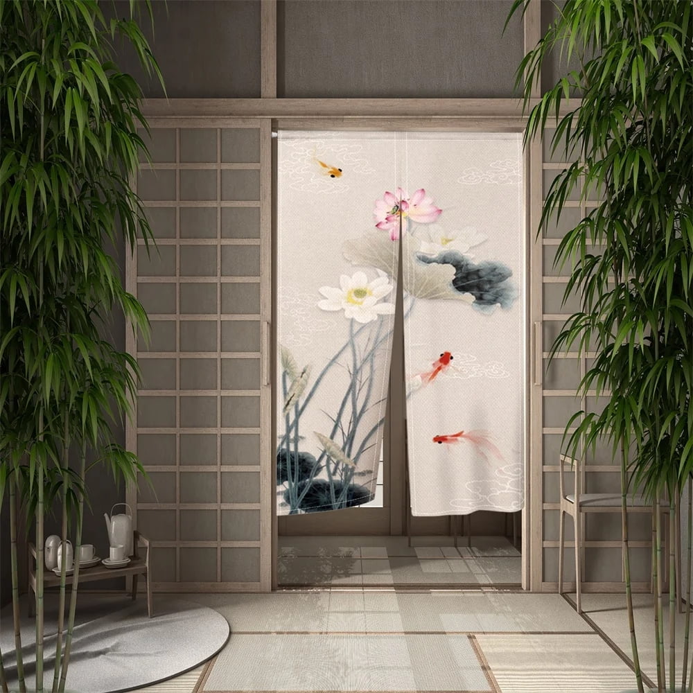 Chinese Koi Carps Print Door Curtain Feng Shui Partition Bedroom Living ...