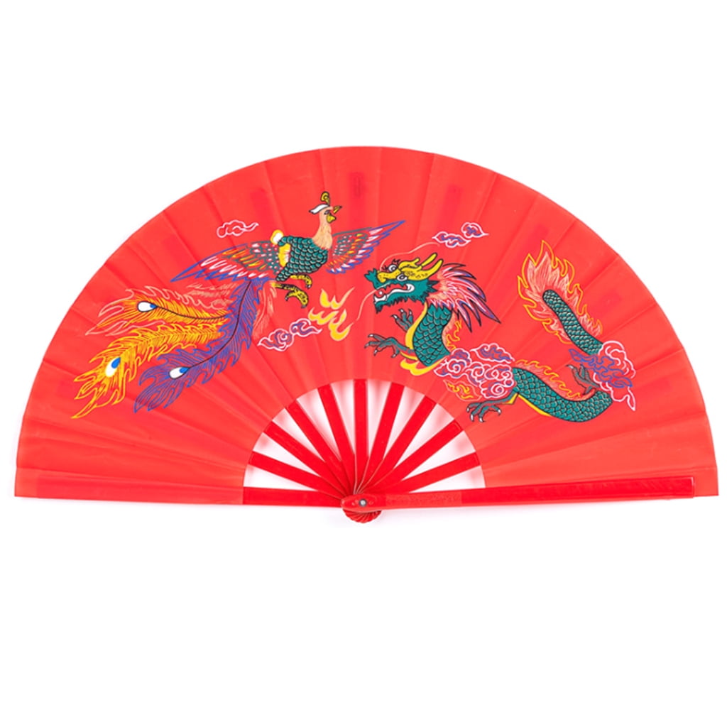 Chinese Kung Fu Fan Tai for Chi Martial Arts Dragon Phoenix Plastic ...