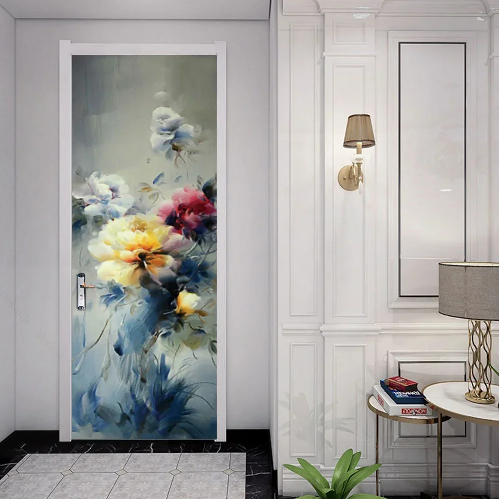 Chinese Landscape Painting Door Stickers Wallpaper Ink Art Doors Murals ...