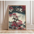 Chinese Landscape Poster Traditional Art Serene Village Red Trees ...