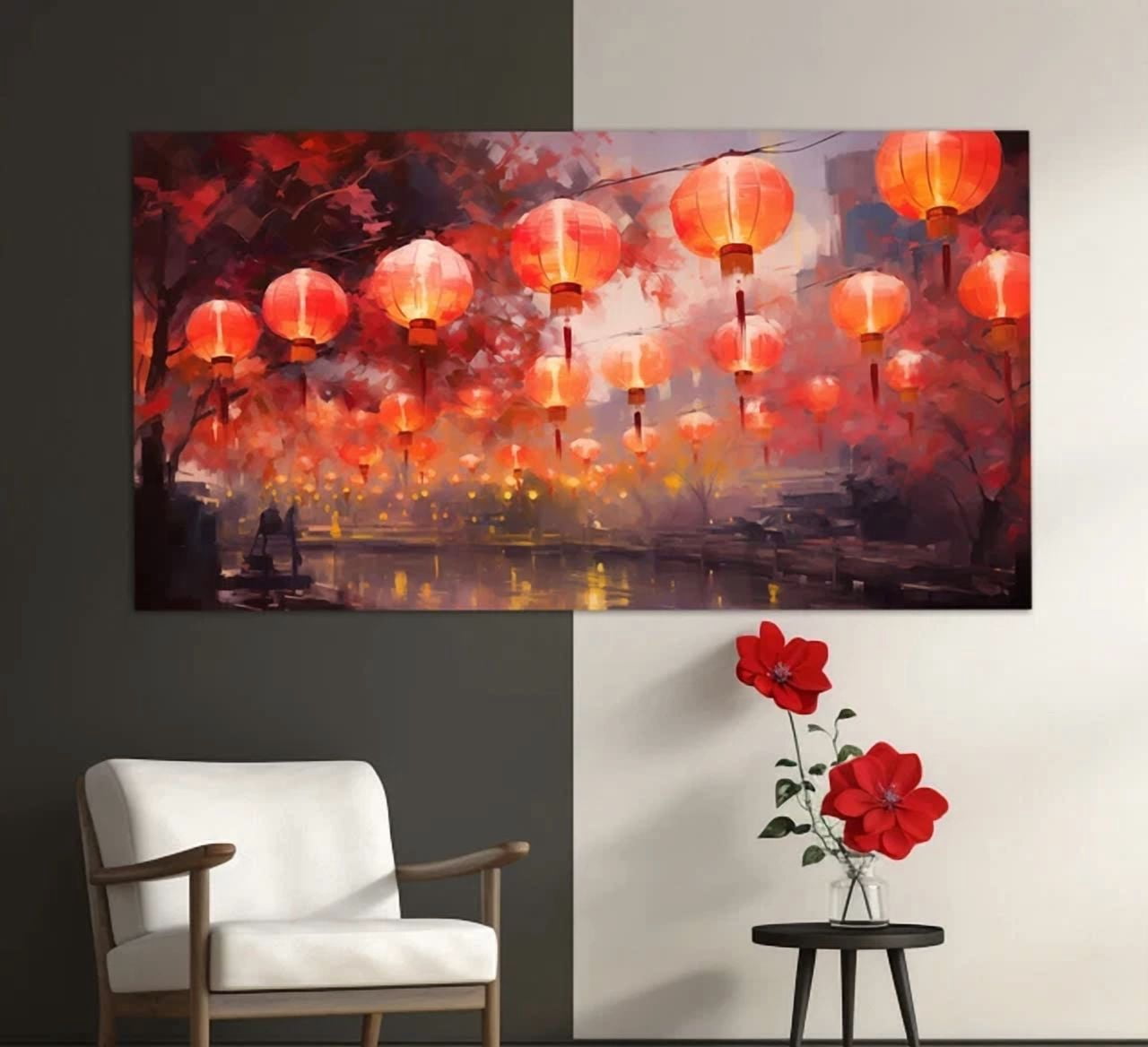 Chinese Lantern Festival Vintage Paint Wall Art Home Decor Vintage Gift ...