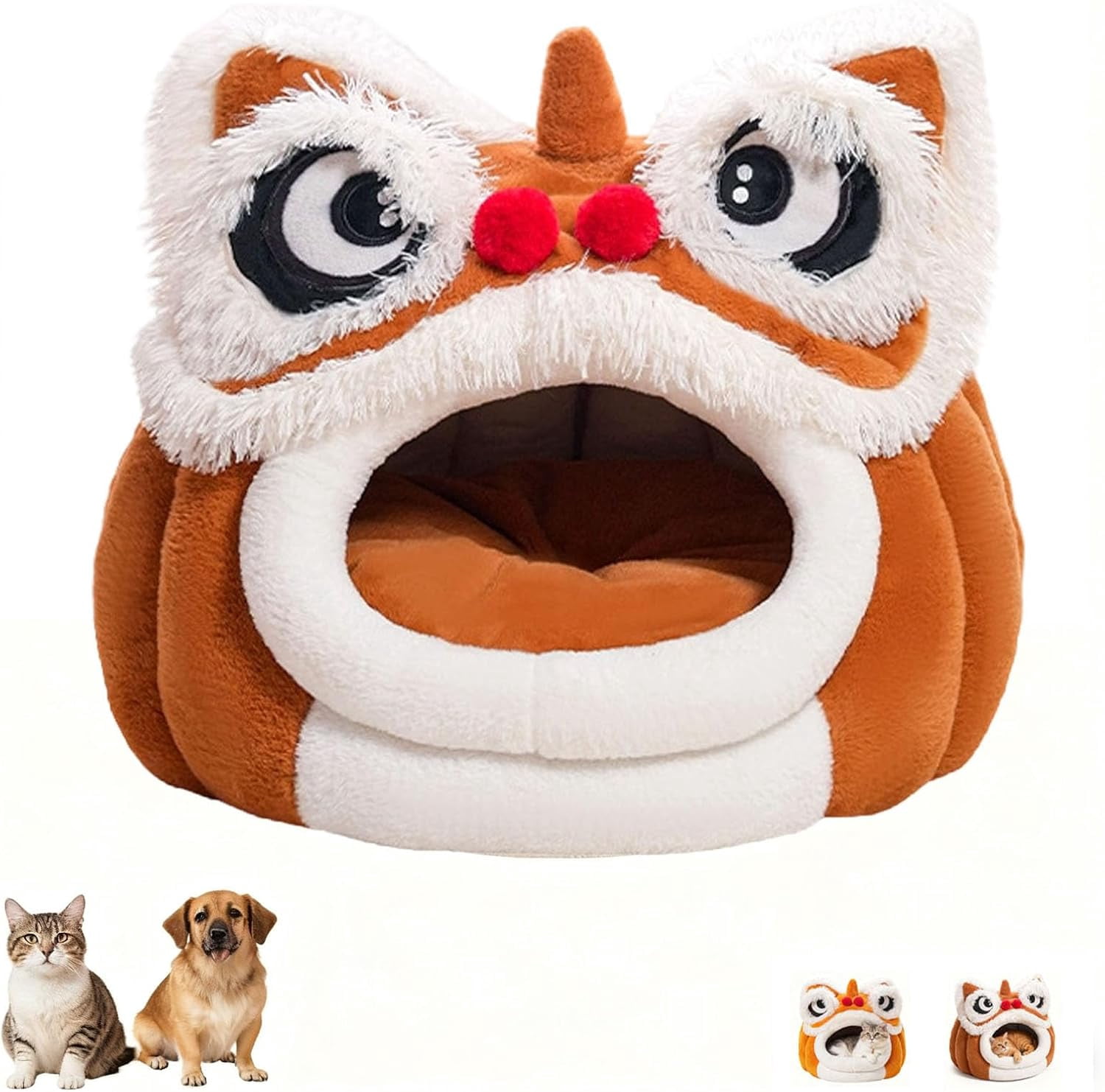 Chinese Lion Dance Lion Cats Bed, Lions Head Pet Bed, Cute Lions Head ...